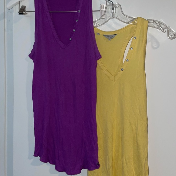 Guess | Tops | Lot Of 2 Guess Embellished Ribbed Rhinestone Tank Tops ...